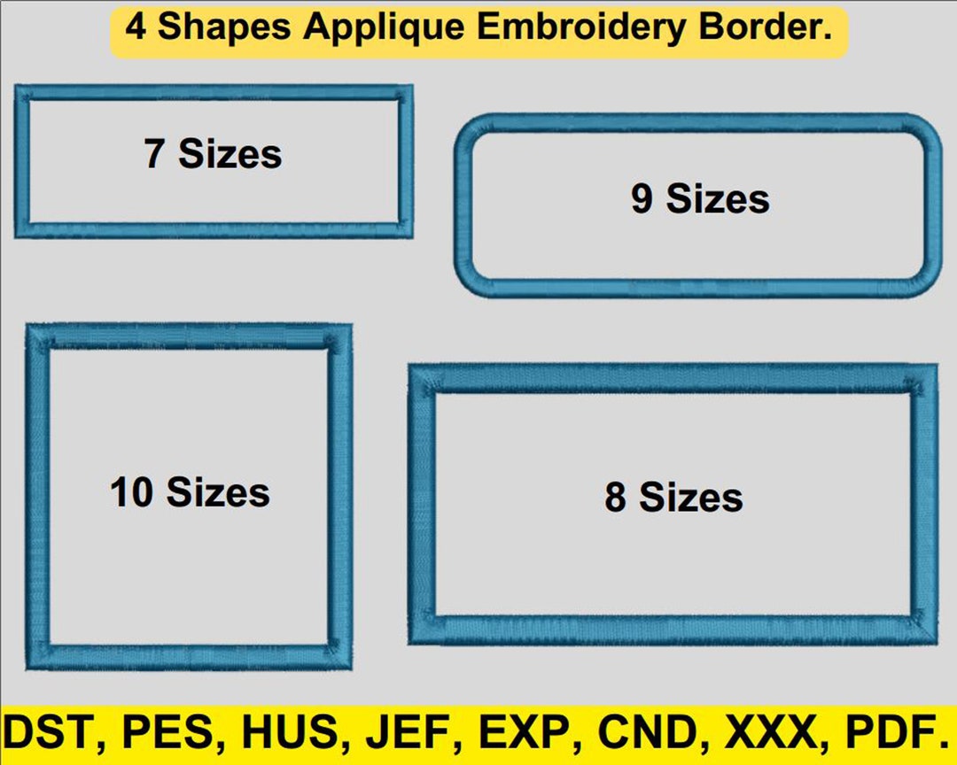 4 Shapes Applique Embroidery Designs, Basic Shapes Applique Embroidery ...