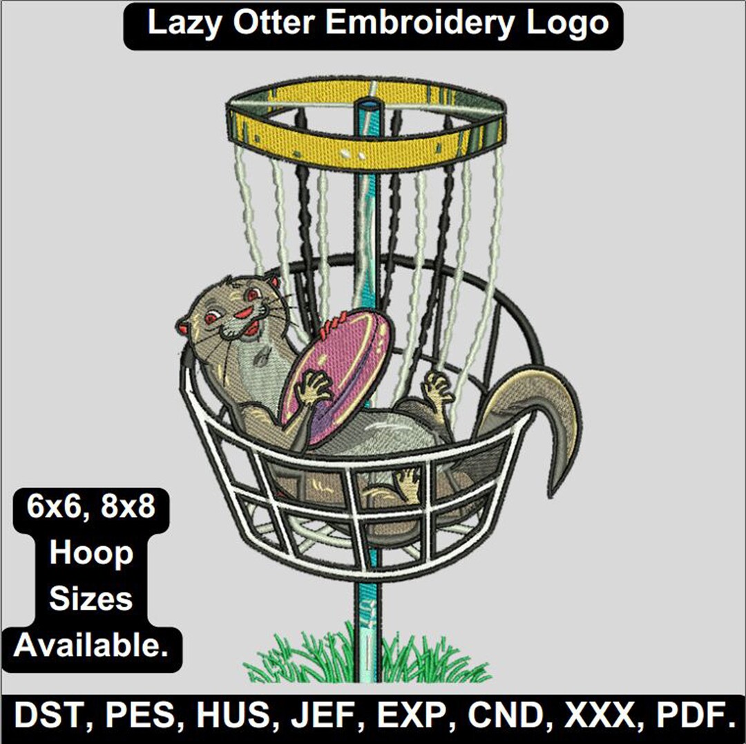 Machine Embroidery Design Lazy Otter Embroidery Logo Disc Golf Logo ...