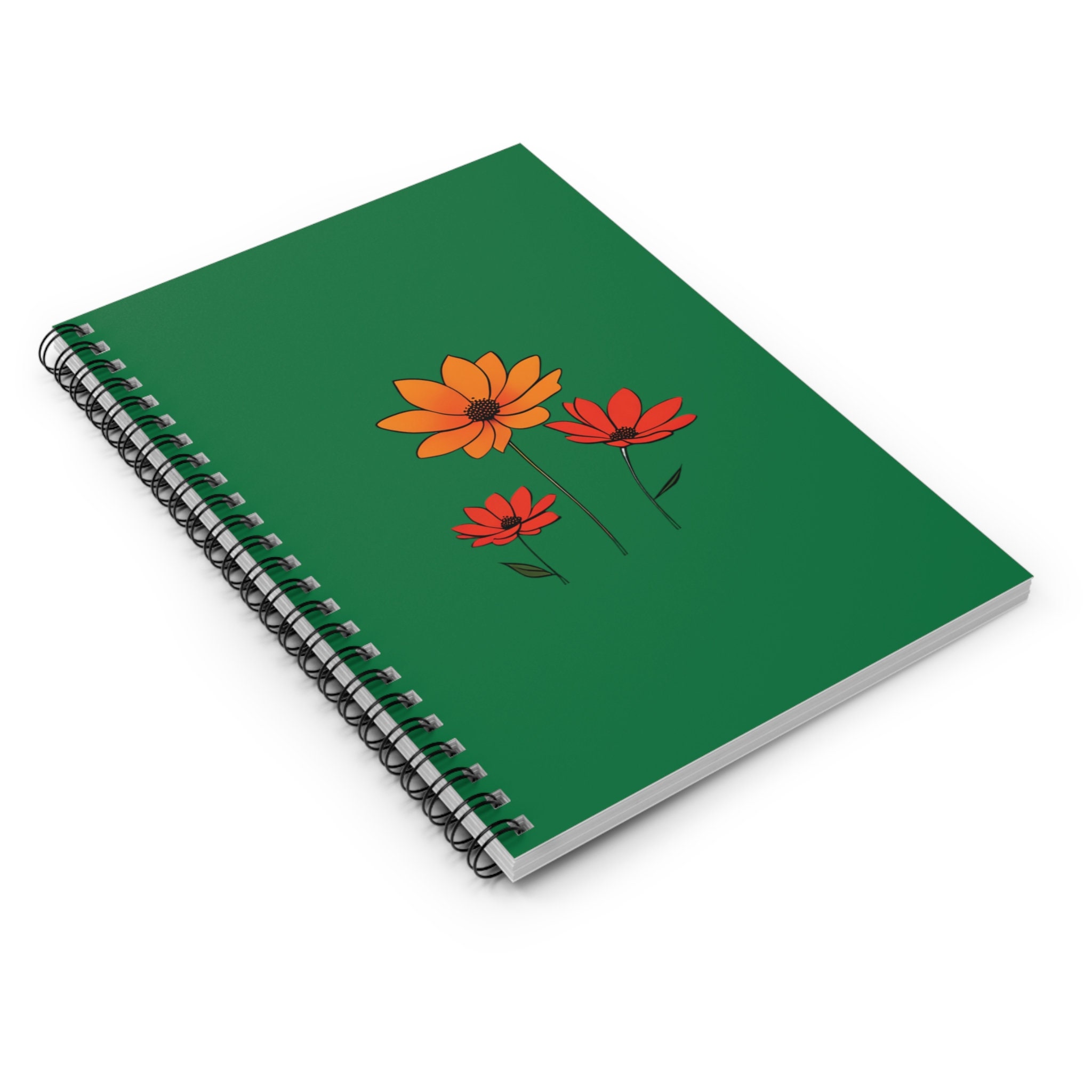 Floral Green Spiral Notebook Journal Ruled Line, Flowers - Etsy