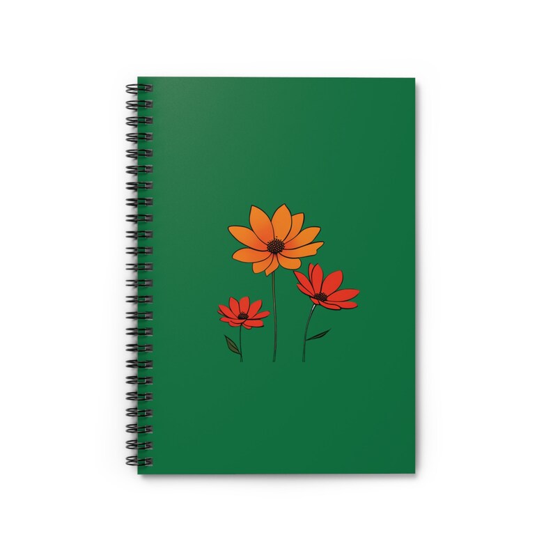 Floral Green Spiral Notebook Journal Ruled Line, Flowers - Etsy