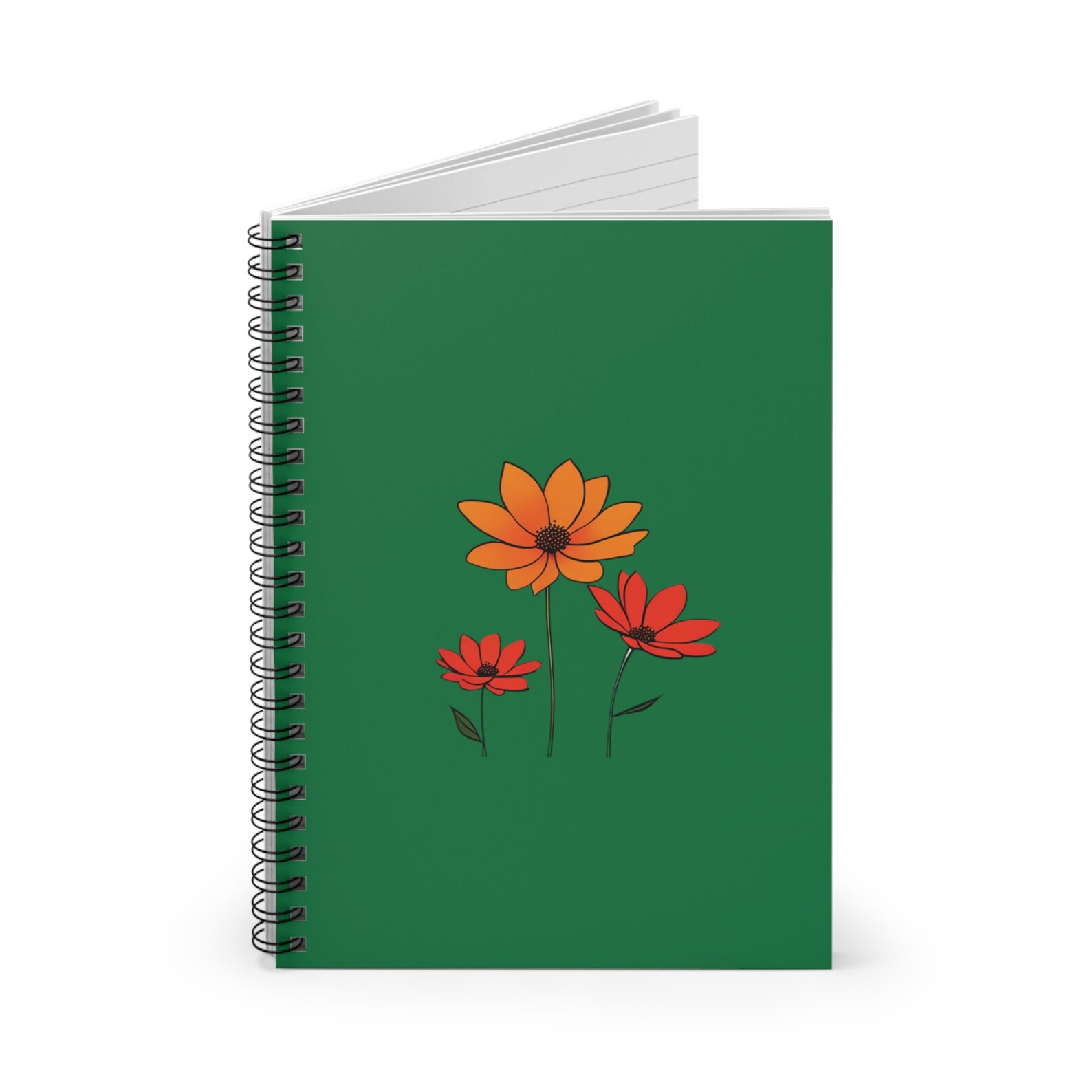Floral Green Spiral Notebook Journal Ruled Line, Flowers - Etsy
