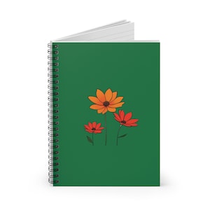 Floral Green Spiral Notebook Journal Ruled Line, Flowers - Etsy