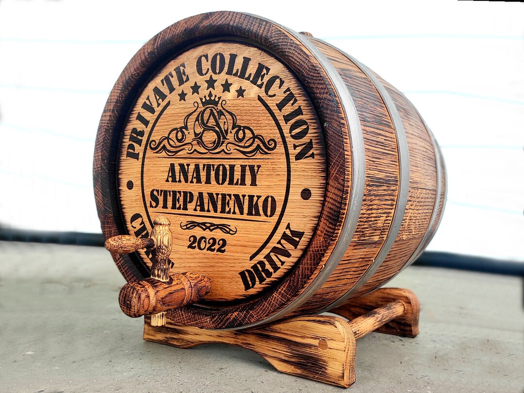 Personalized Oak Whiskey Barrel. Any Text, Image for Laser Engraving ...