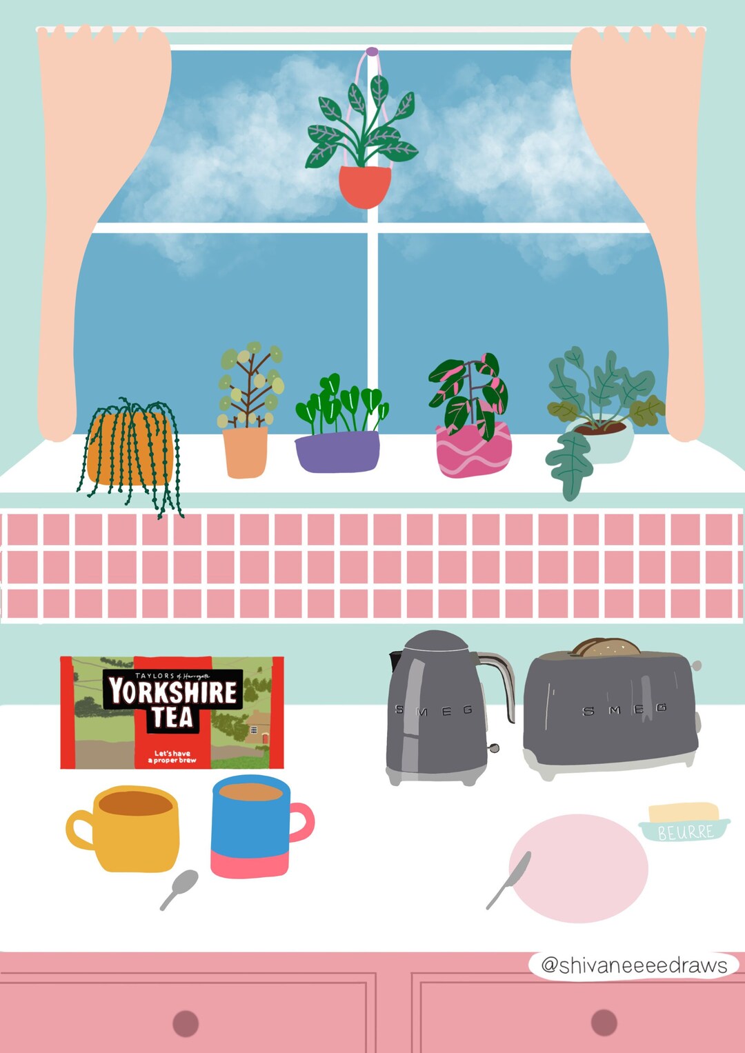 Yorkshire Tea Illustration | Wall Art | Kitchen Art - Etsy UK
