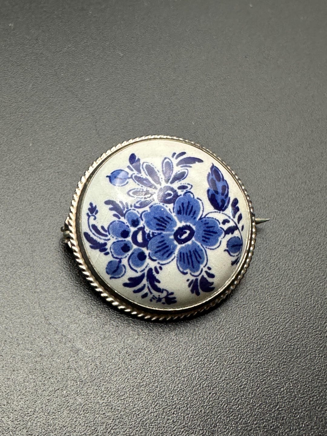 Vintage Dutch Holland Delft Floral Flower Silver Brooch Pin 835 - Etsy