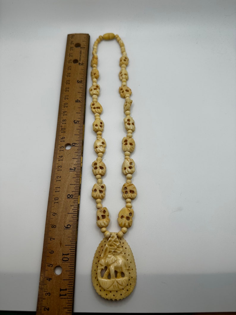 Vintage Carved Bone Elephant Pendant Necklace - Etsy