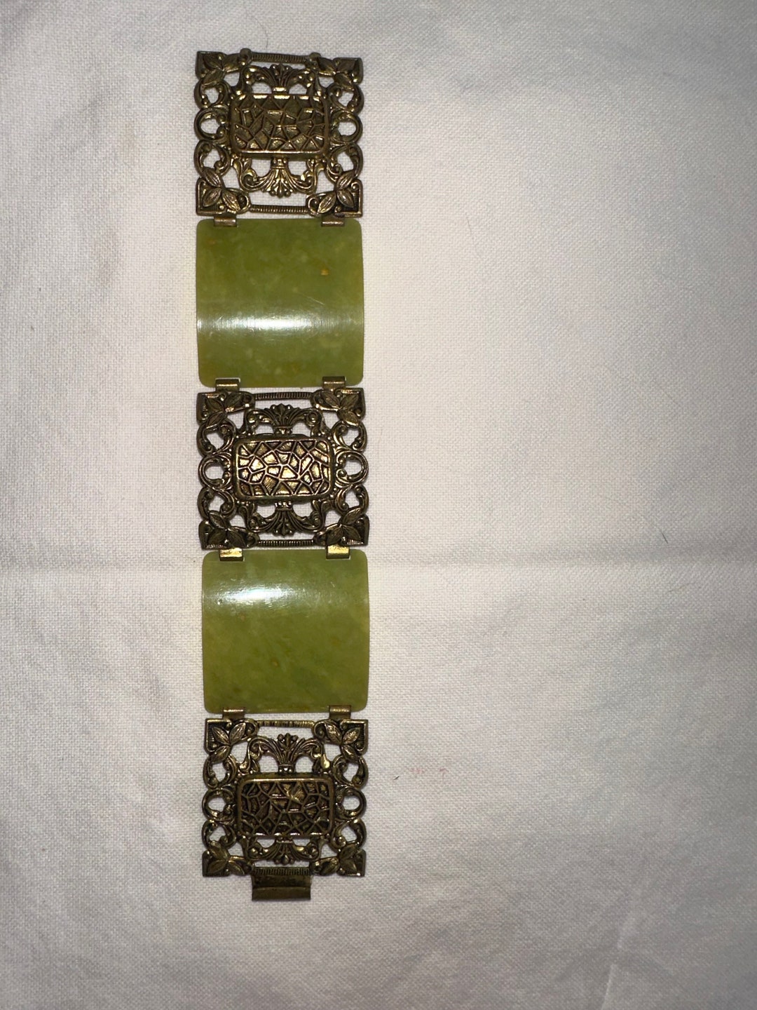 Decorative Gold Tone and Green Plastic Bracelet - Etsy