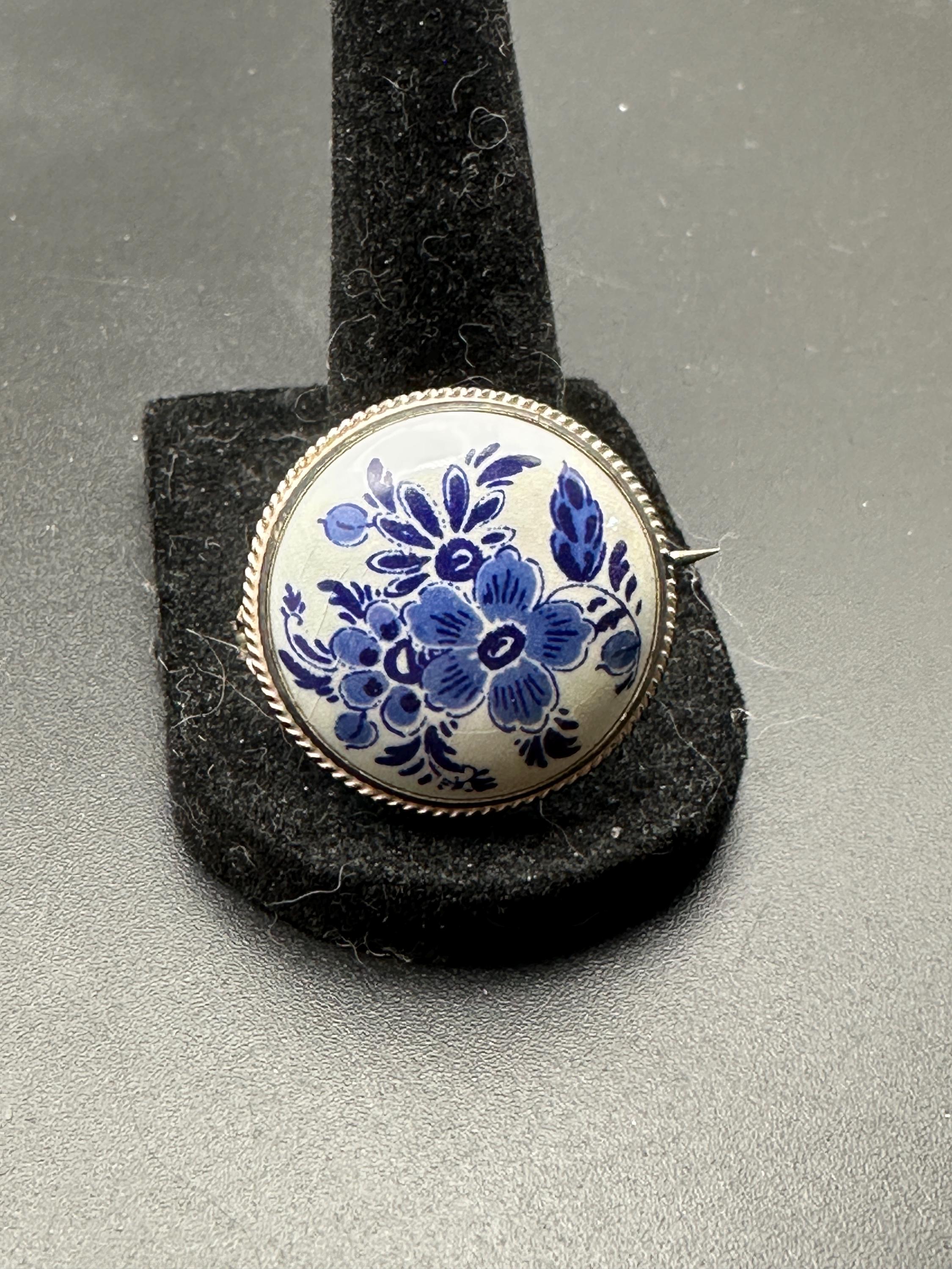 Vintage Dutch Holland Delft Floral Flower Silver Brooch Pin 835 - Etsy
