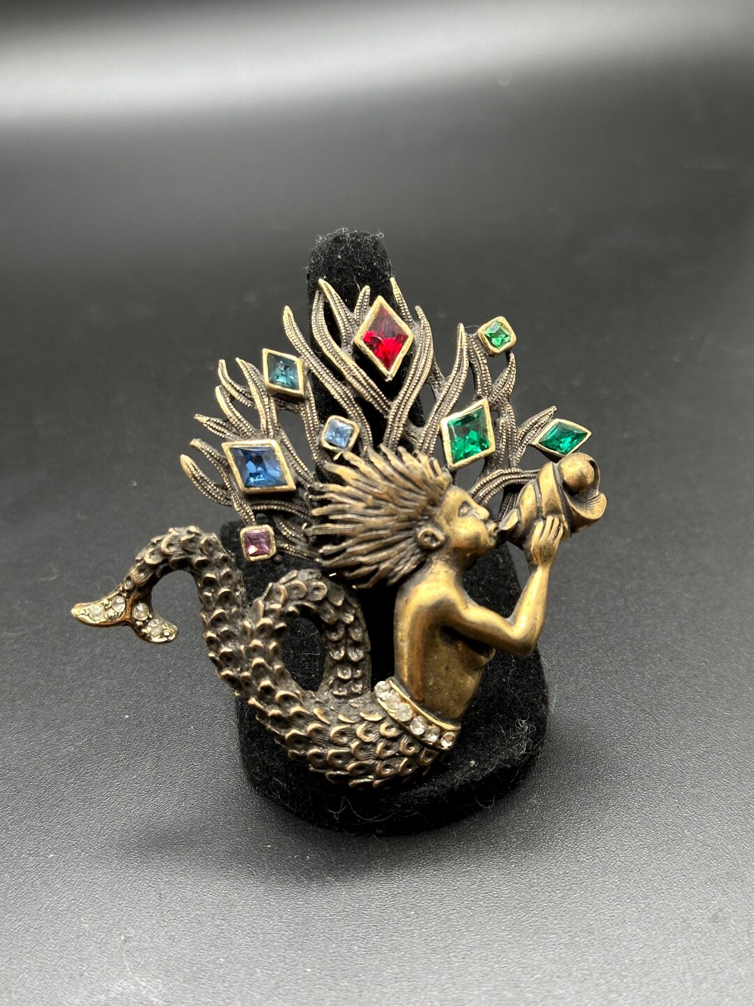 Beautiful Vintage Colored Jewels Mermaid Brooch - Etsy