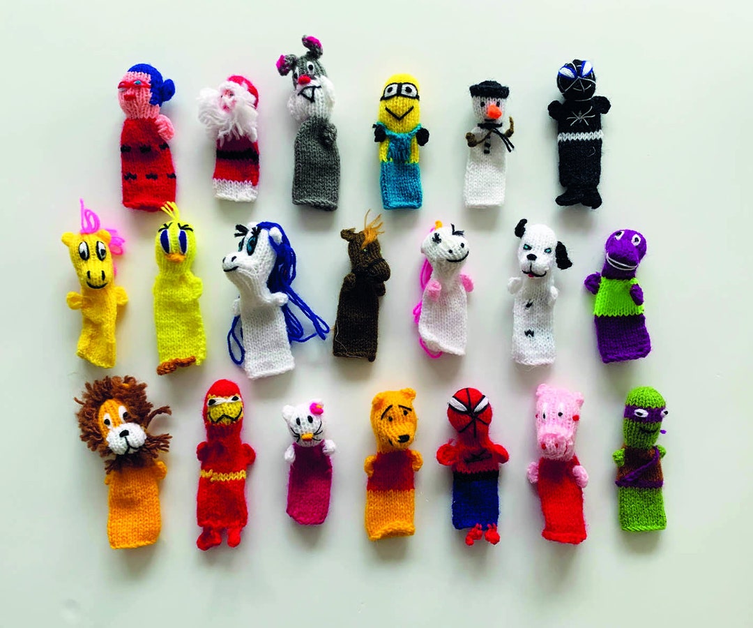 Wool Finger Puppets for Children Superheroes Cartoons set of 5 Assorted ...