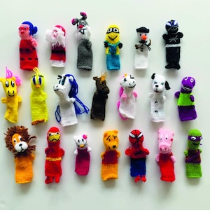 Superheroes and Cartoons Wool Finger Puppets for Children (set of 5 ...
