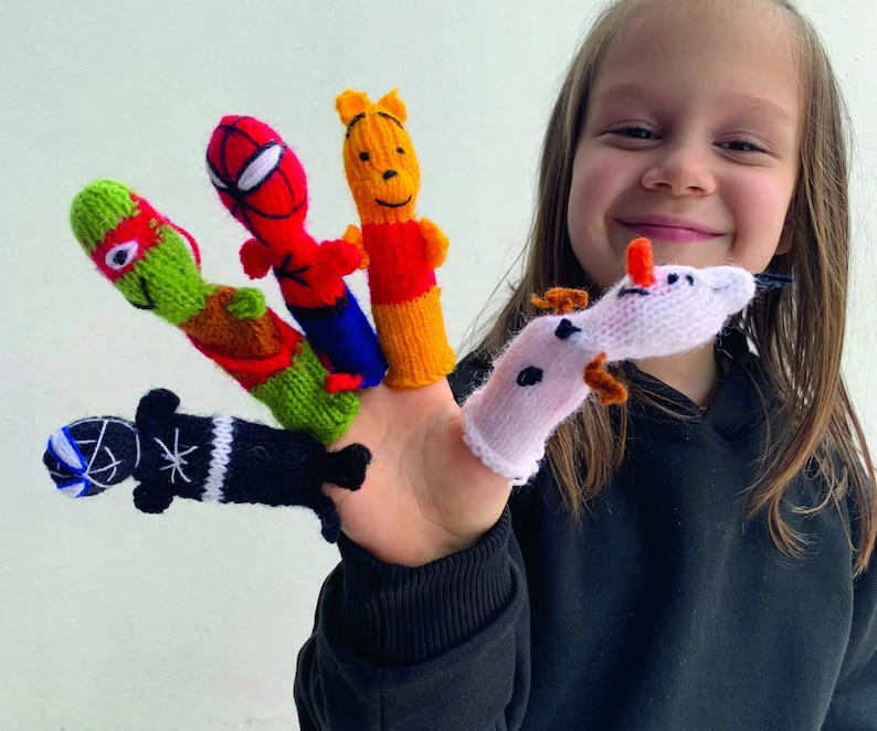 Superheroes and Cartoons Wool Finger Puppets for Children (set of 5 ...