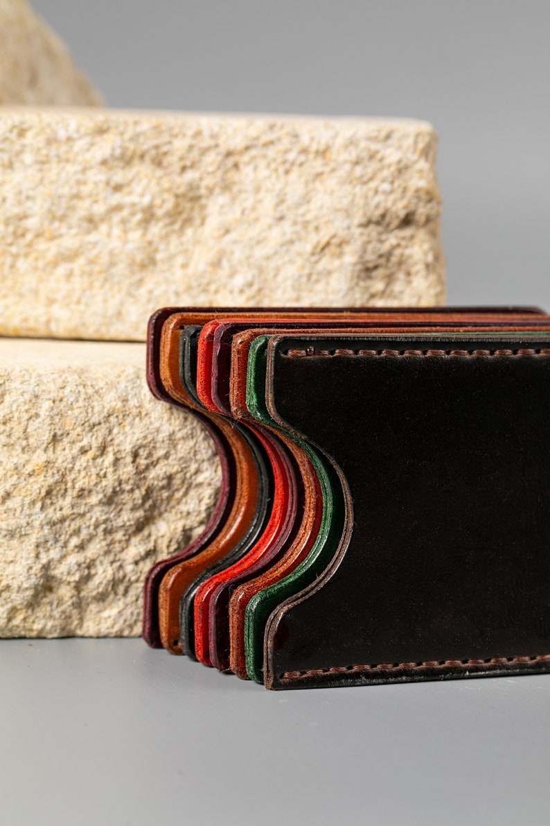 Mini Slide Wallet- Slide Wallet Leather Card Holder Slim Wallet ...