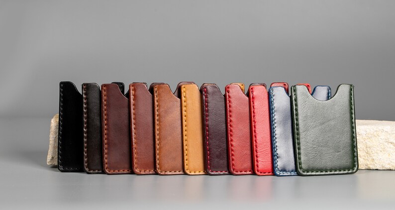 Mini Slide Wallet- Slide Wallet Leather Card Holder Slim Wallet ...