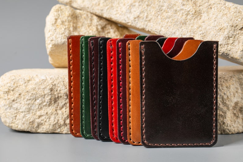 Mini Slide Wallet- Slide Wallet Leather Card Holder Slim Wallet ...