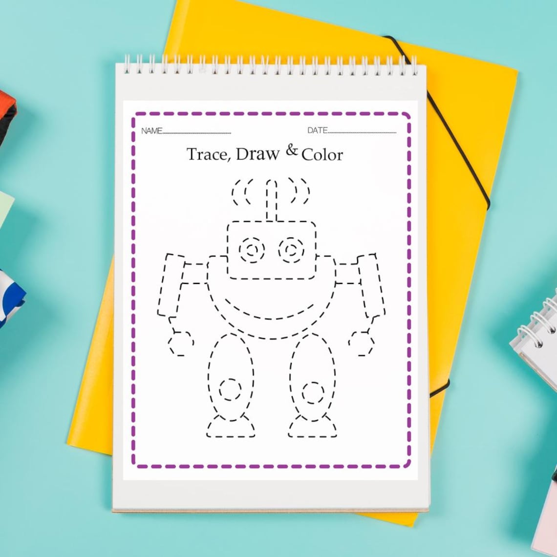 Printable Robot Tracing and Coloring Pages for Kids Fun & Educational ...