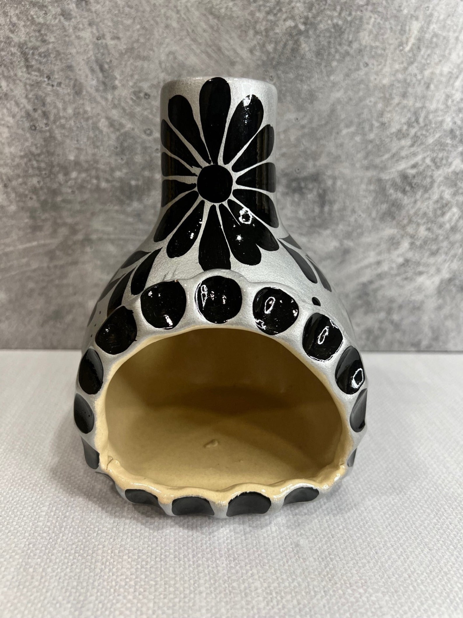 Hand Painted Chimney - Silver W/ Black Flowers - Etsy