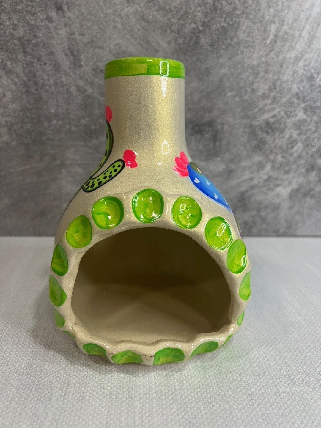 Hand Painted Chimney - Pearl White With Cactus Design - Etsy