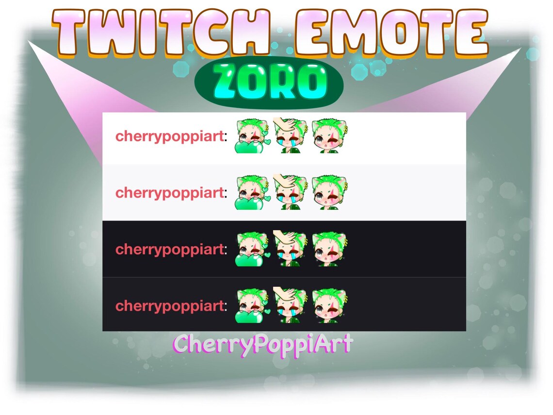 ZORO EMOTE, Chibi Emote , Emotes , Badges , Animated Emote , Roronoa ...