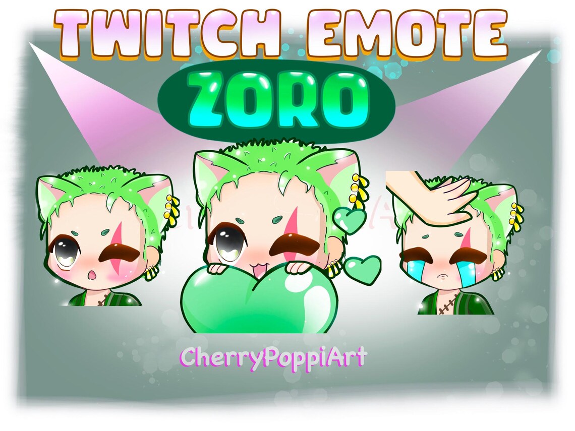 ZORO EMOTE, Chibi Emote , Emotes , Badges , Animated Emote , Roronoa ...