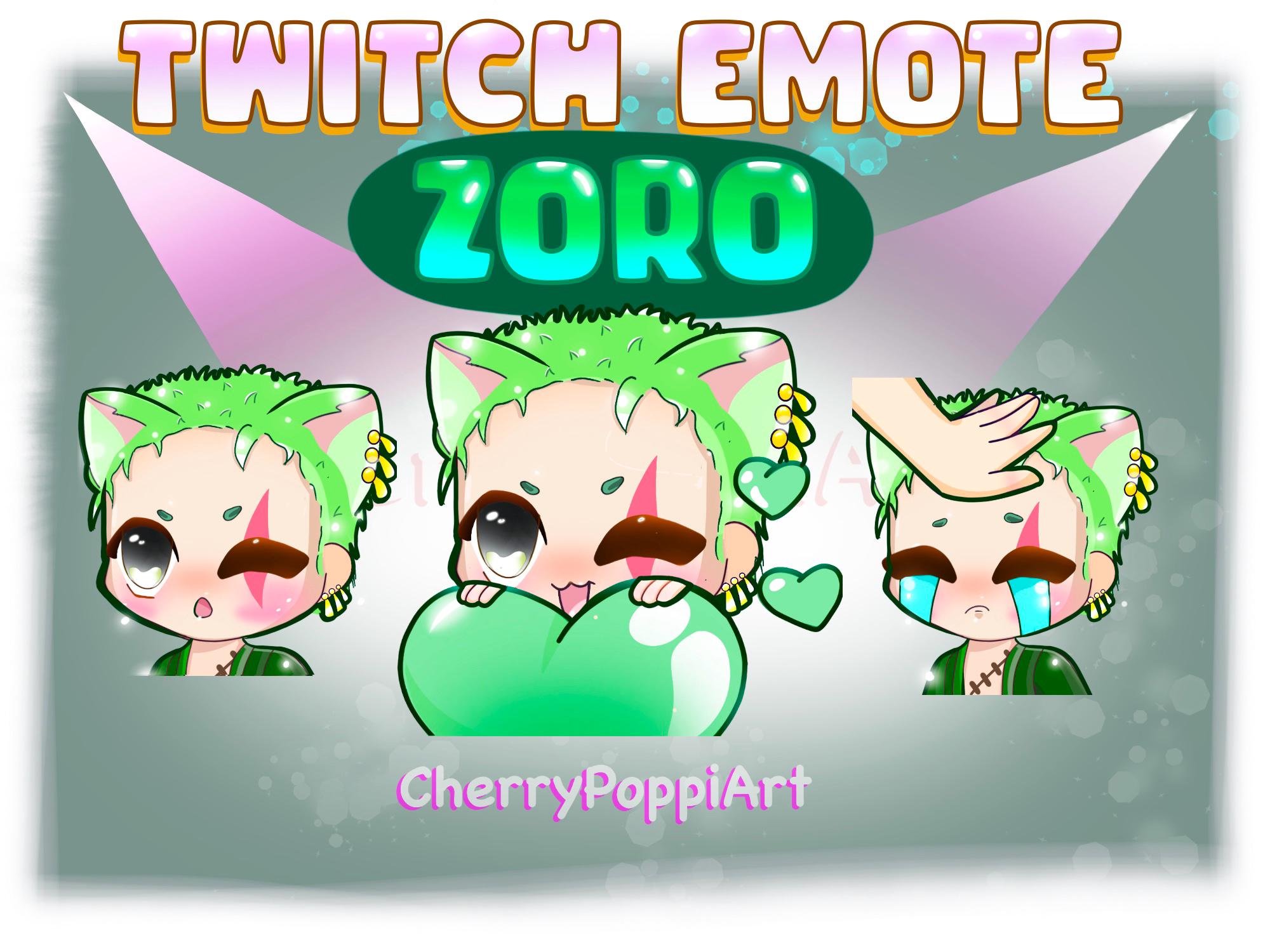 ZORO EMOTE, Chibi Emote , Emotes , Badges , Animated Emote , Roronoa ...