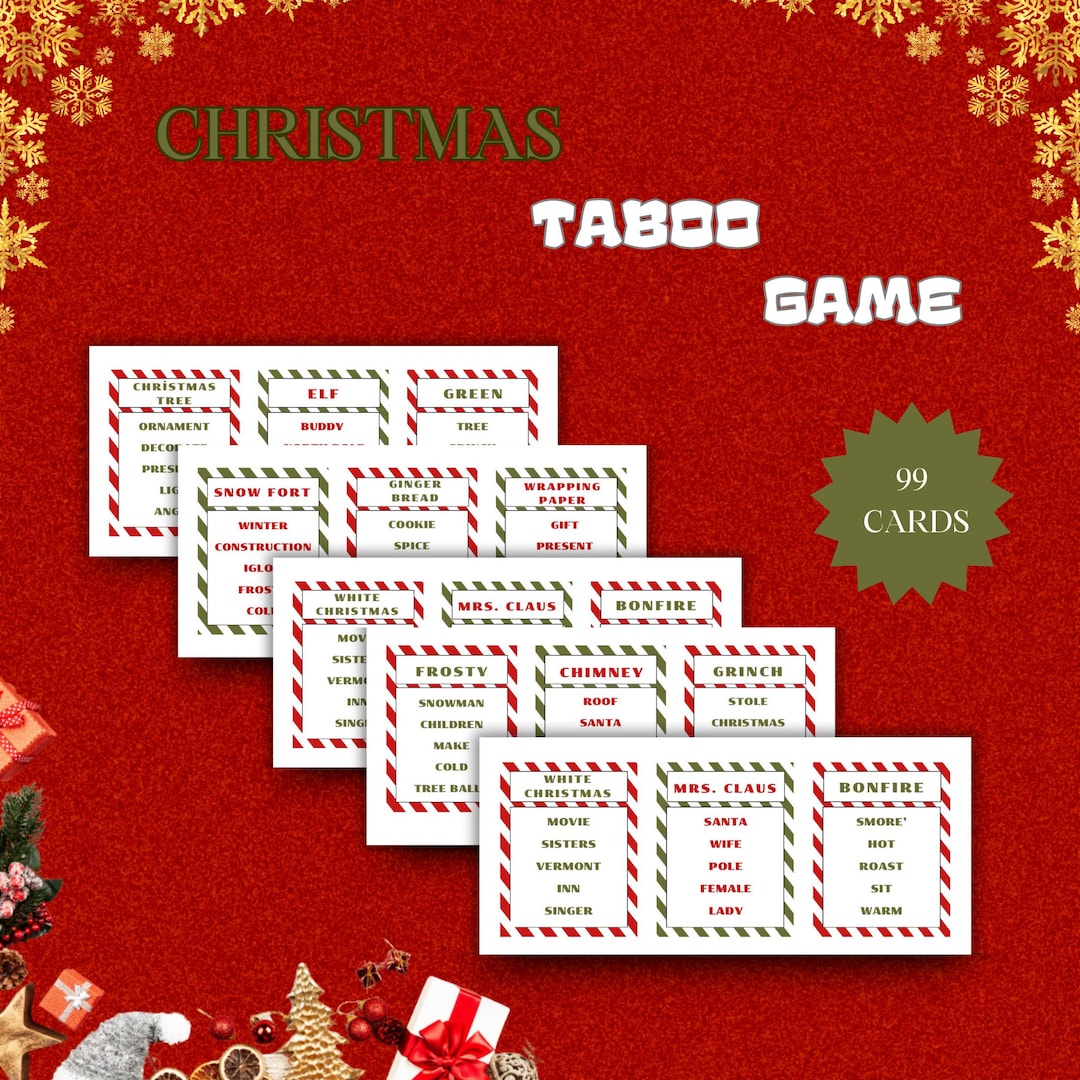 Christmas Taboo Game | Printable Christmas Game | Christmas Taboo Cards ...