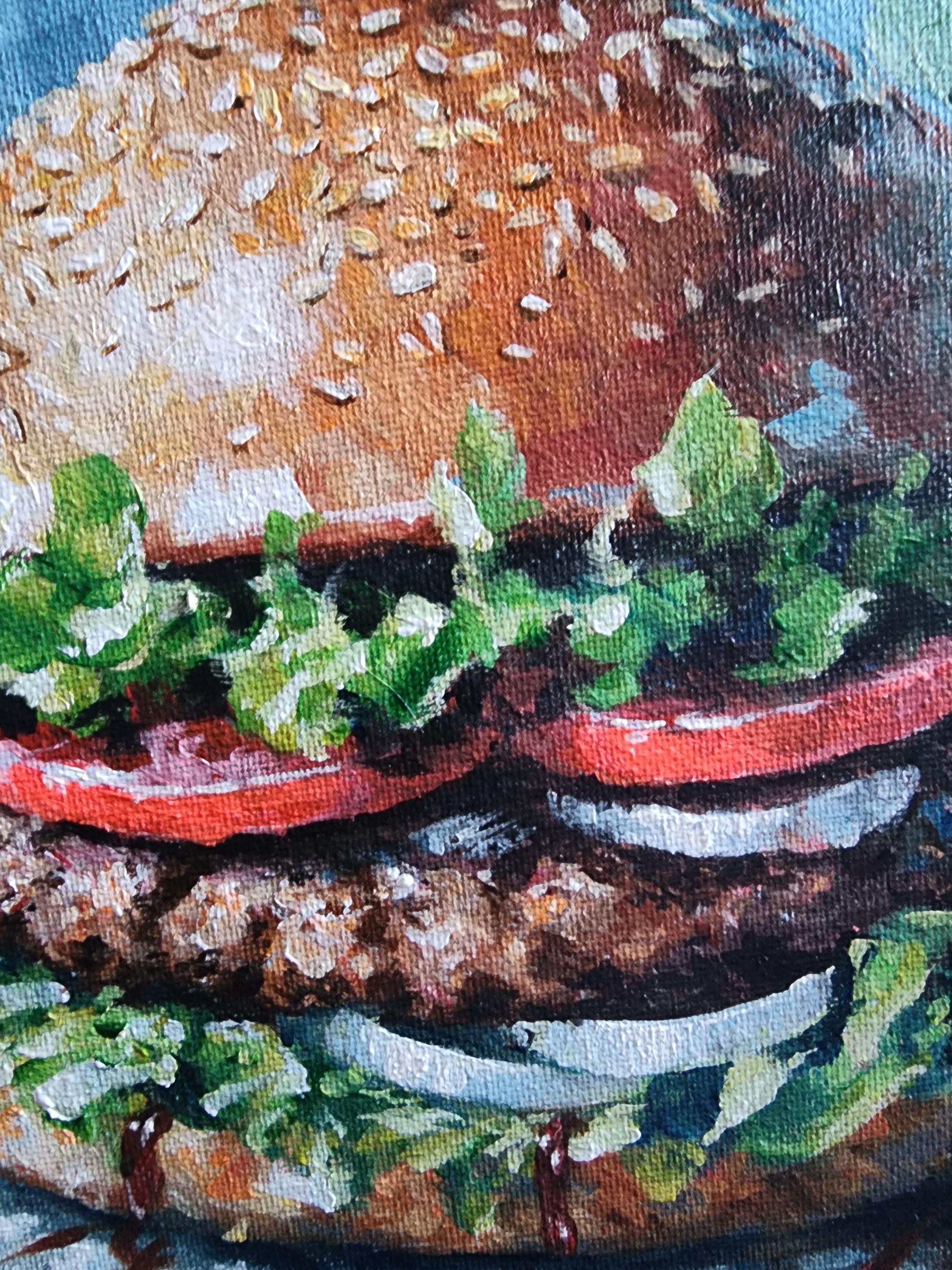 Cheeseburger Painting, Food Wall Art, Kitchen Decor, Modern Wall Art ...
