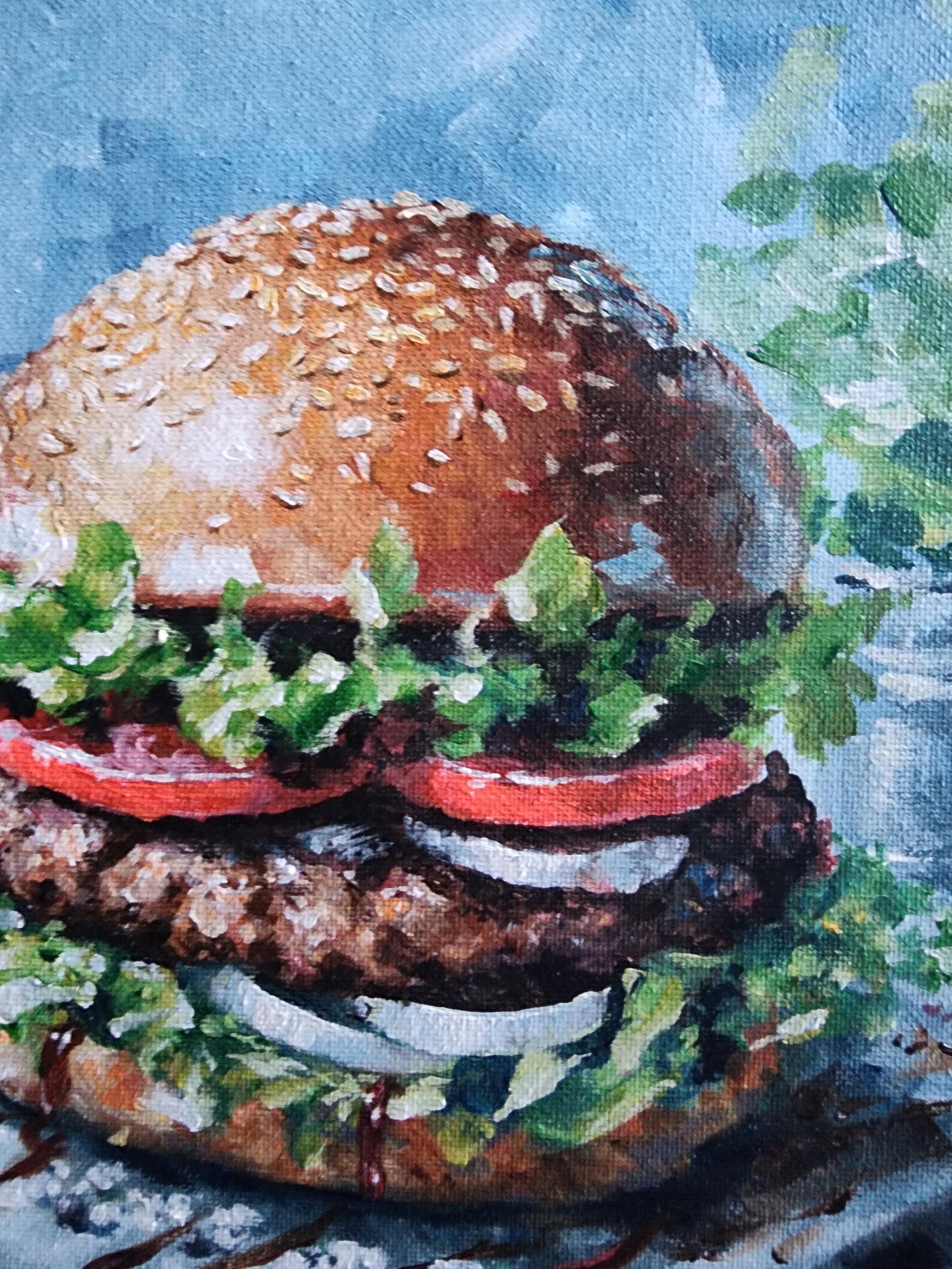 Cheeseburger Painting, Food Wall Art, Kitchen Decor, Modern Wall Art ...