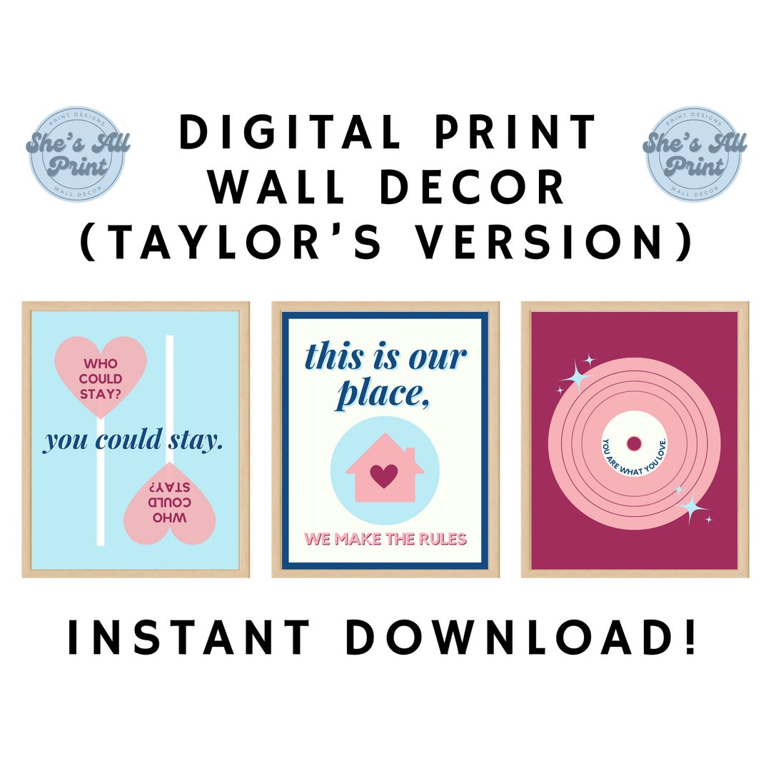 Printable Wall Art taylor's Version Set of 3, Album Inspired Wall Art ...