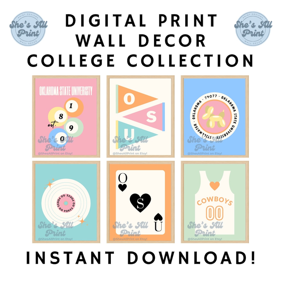 Oklahoma State University Printable Wall Art College Collection Set of ...