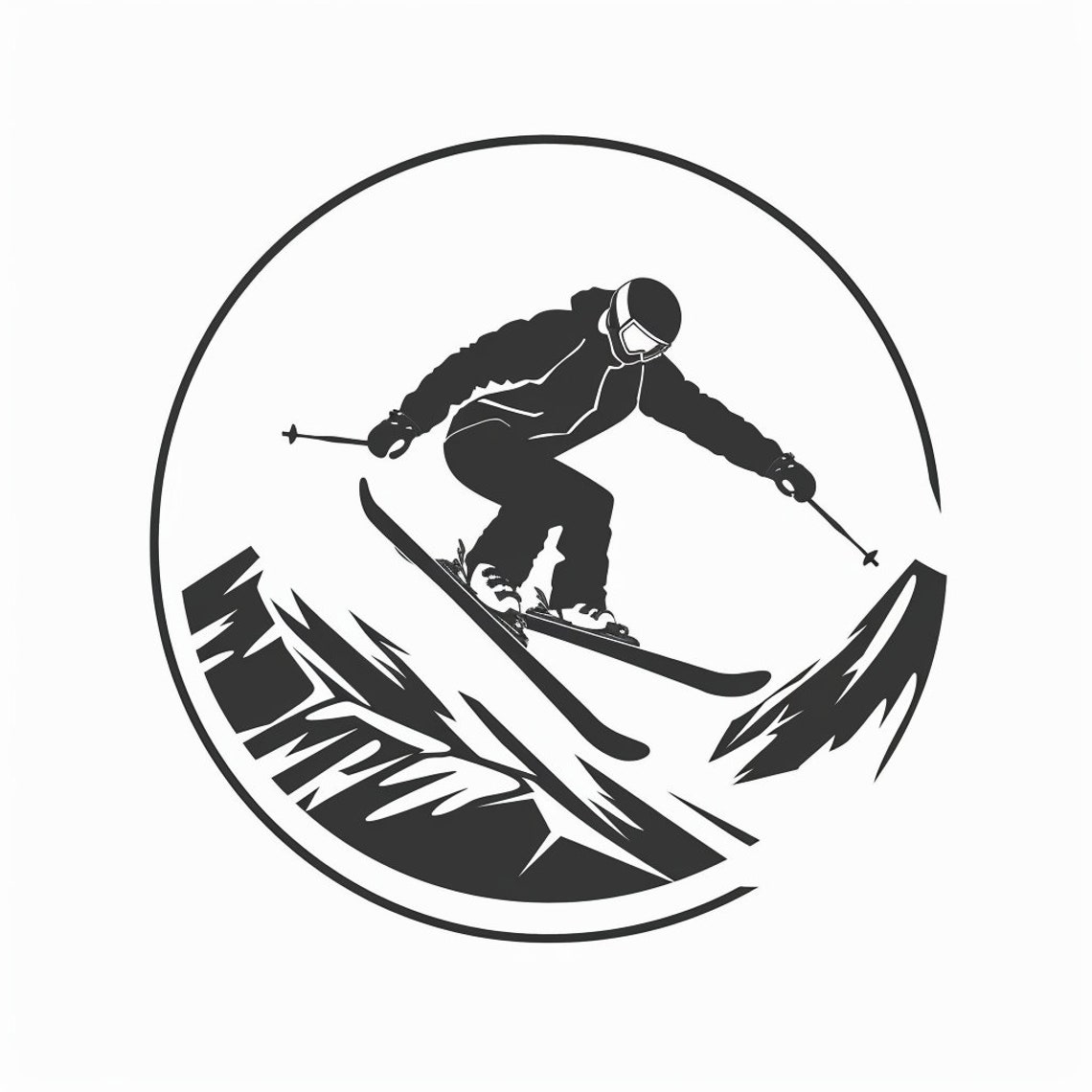 Skiing Logo Download for Stickers or Screen Printing - Etsy