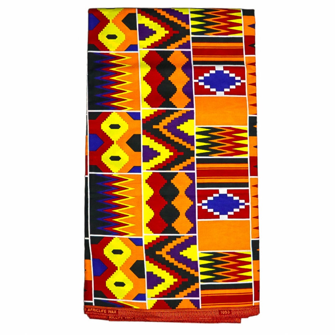 Ghana Kente Print Fabric, Ankara High Quality Cotton Fabric, Cotton by ...