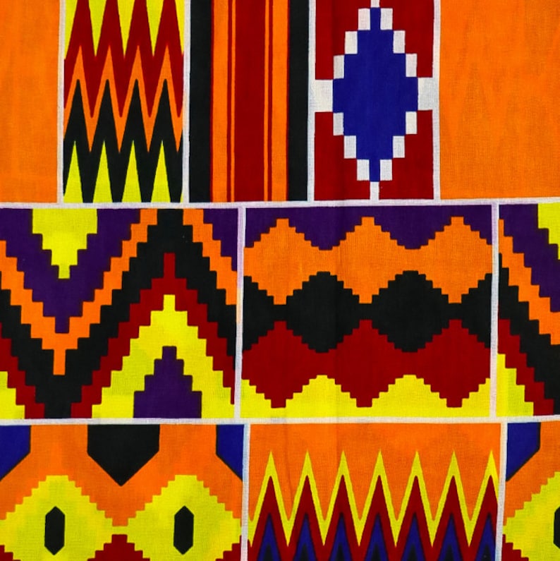 Ghana Kente Print Fabric, Ankara High Quality Cotton Fabric, Cotton by ...