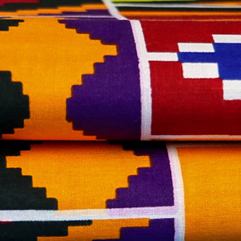 Ghana Kente Print Fabric, Ankara High Quality Cotton Fabric, Cotton by ...