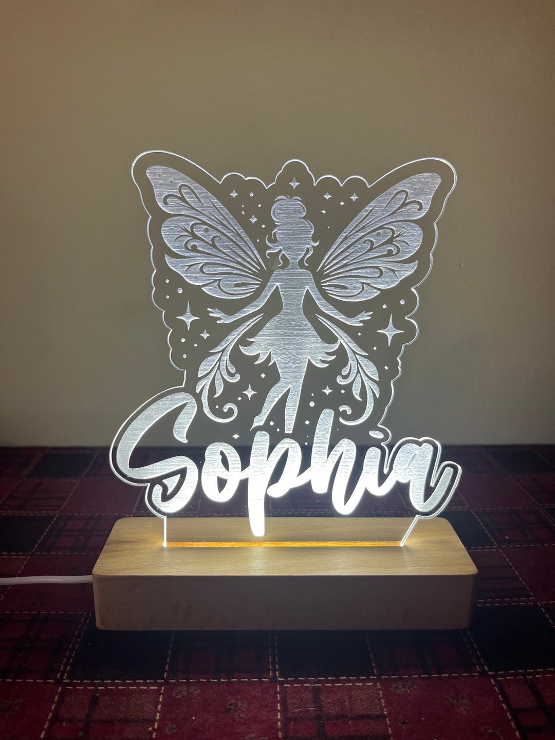 Personalized Led Acrylic Lamp Fairy Sparkle Engraved Custom Name Light ...