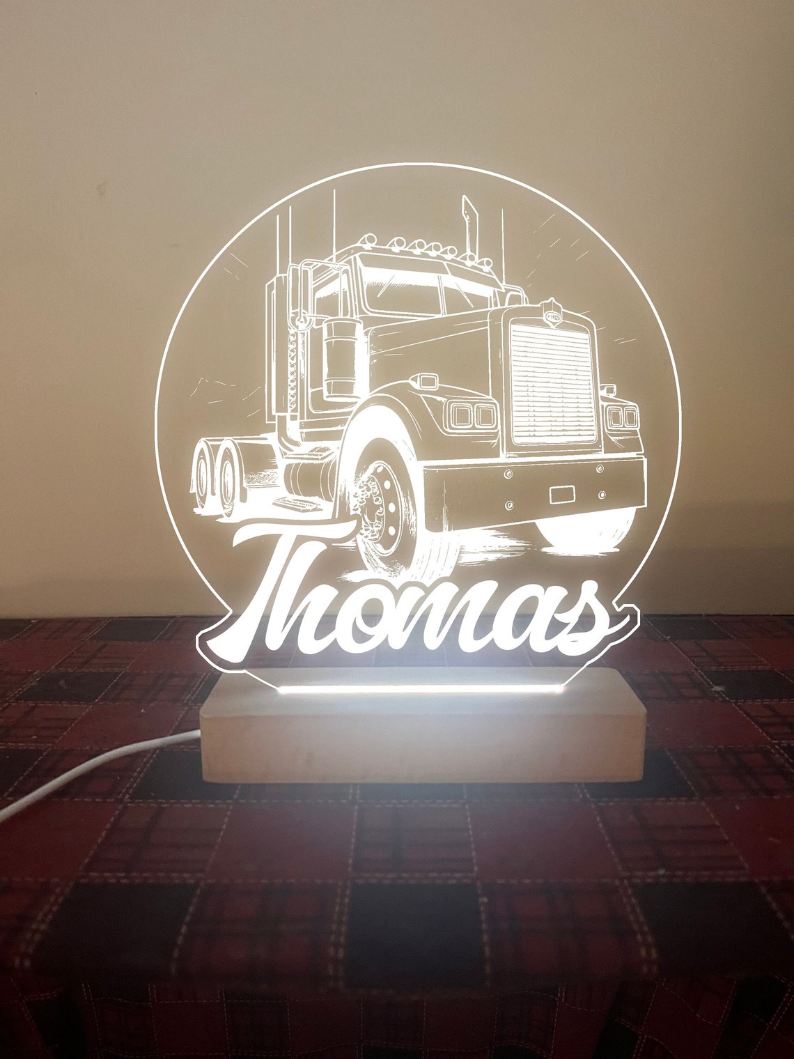 Personalized Led Acrylic Lamp Truck 18 Wheeler Freight Truck Engraved ...