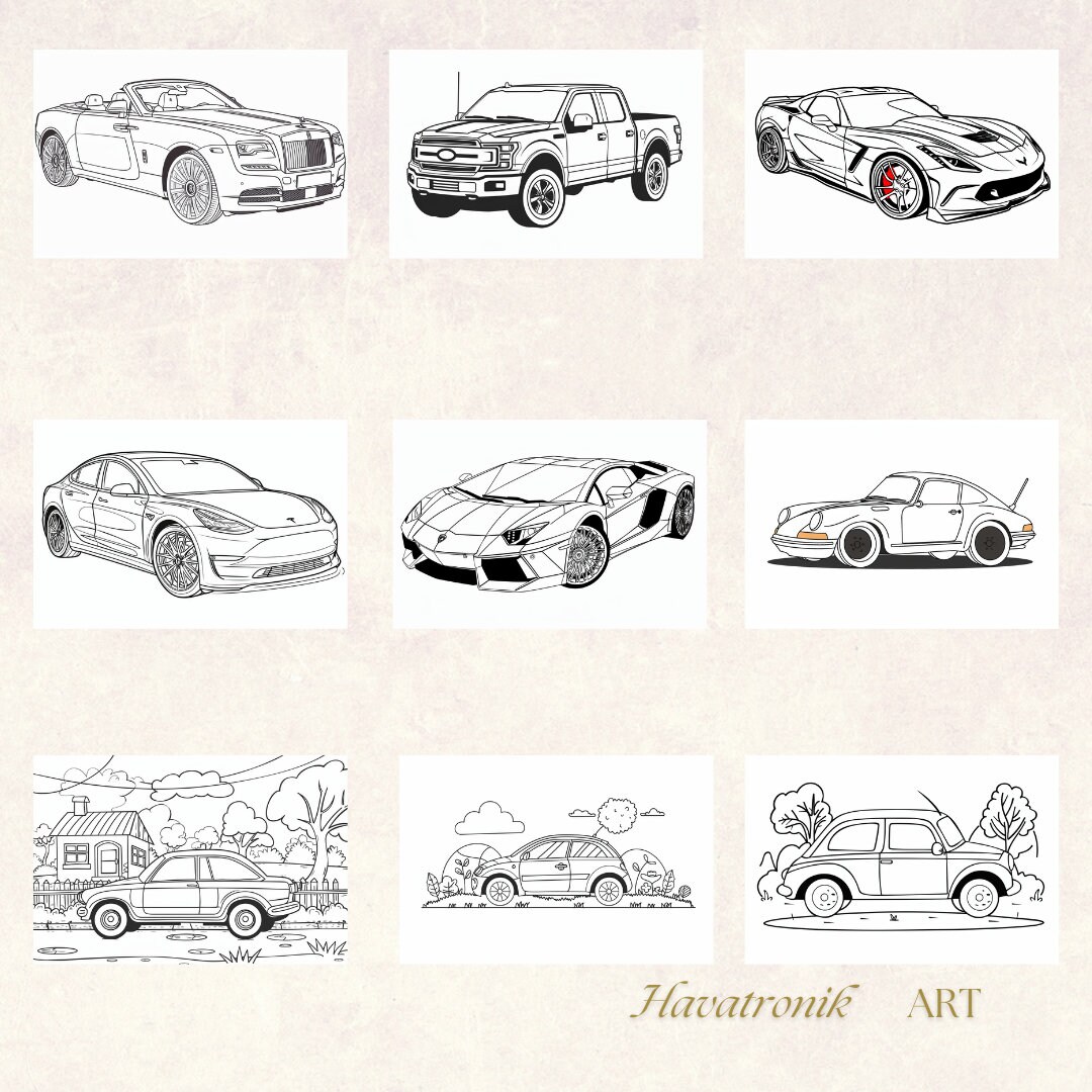 Cars Coloring Book 20 Pages -coloring Page for Kids and Adults -super ...