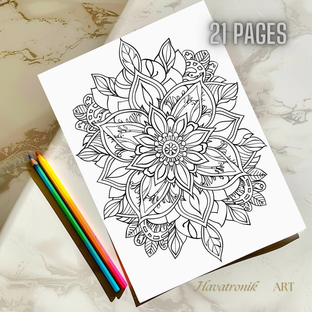 21 Mandala Coloring Pages - Adult Coloring Pages - Nature Coloring Page ...