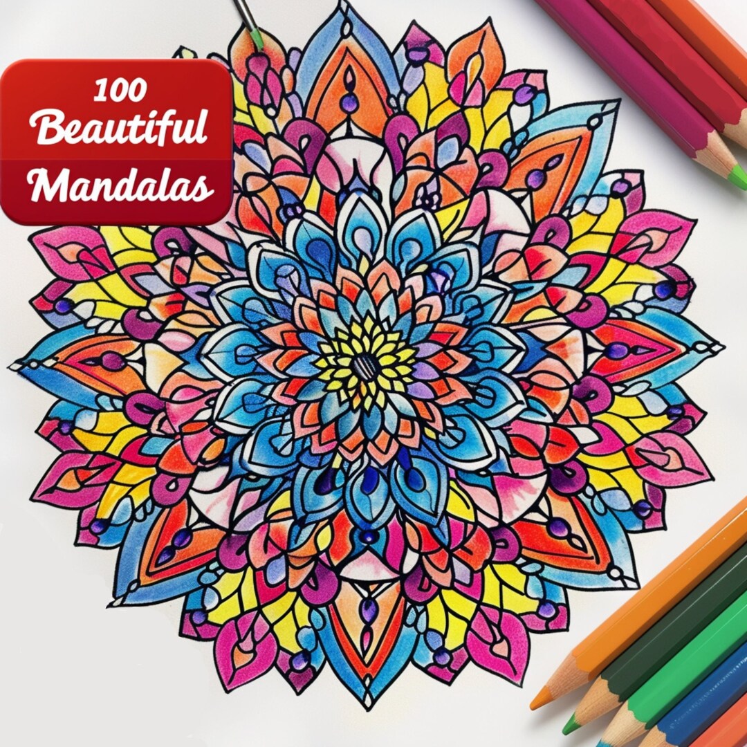 100 Beautiful Mandala Coloring Pages, Printable Coloring Pages, Adult ...