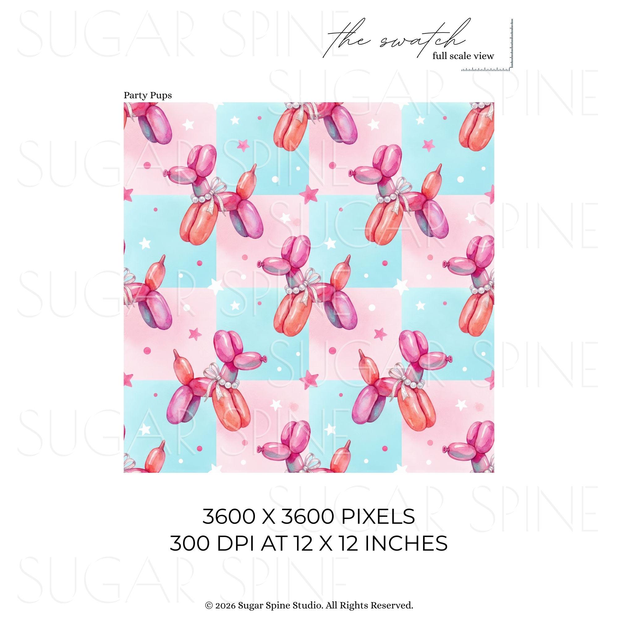 Coquette Preppy Balloon Dog Seamless Pattern or Digital Paper ...