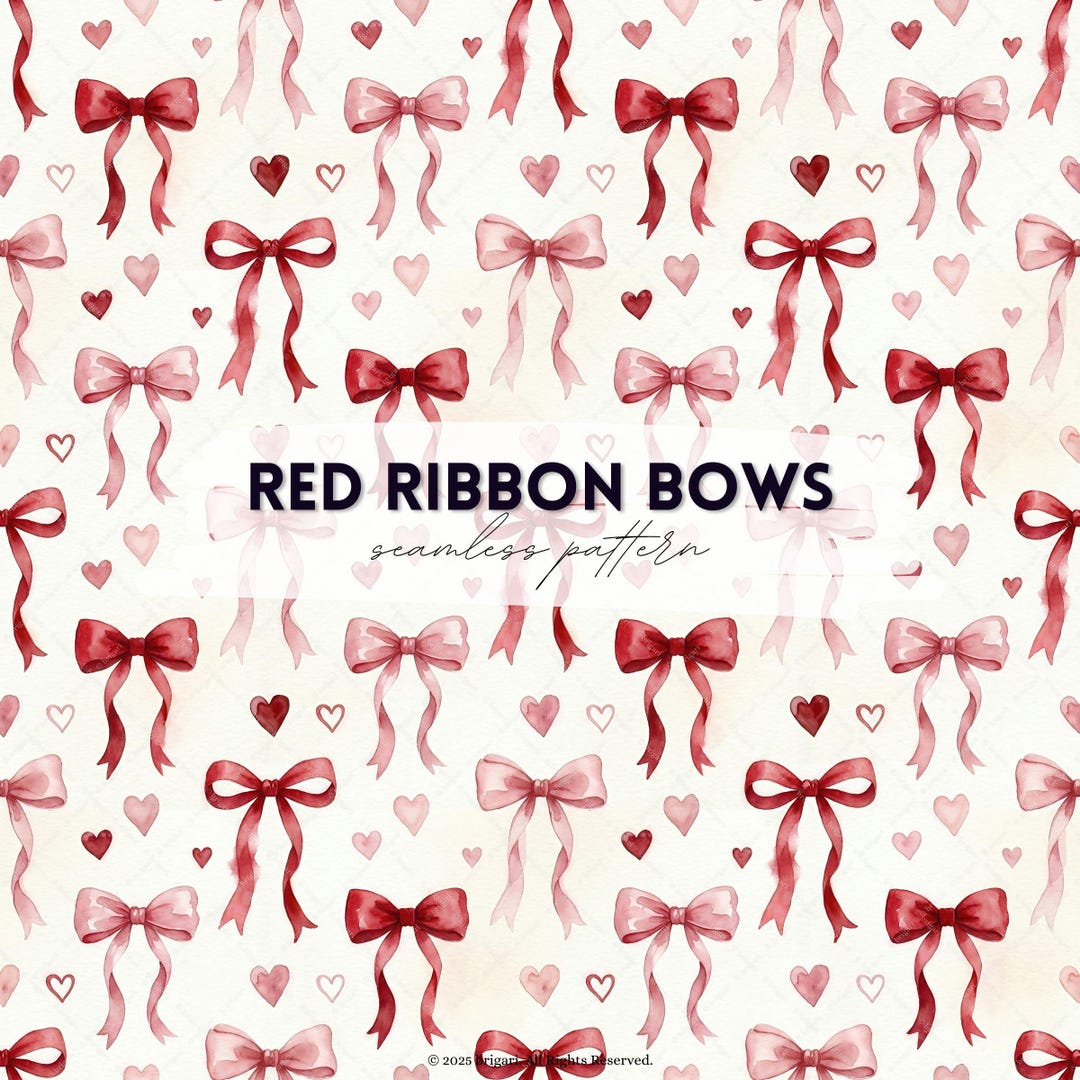Red Ribbon Bows Seamless Pattern Digital Paper Messy Coquette ...