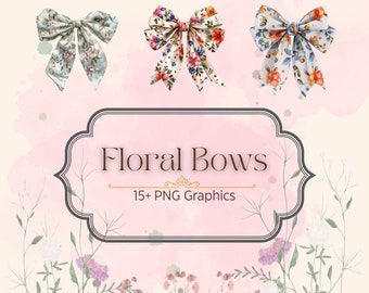 Floral Bow Header Digital Clip Art Instant Download - Etsy