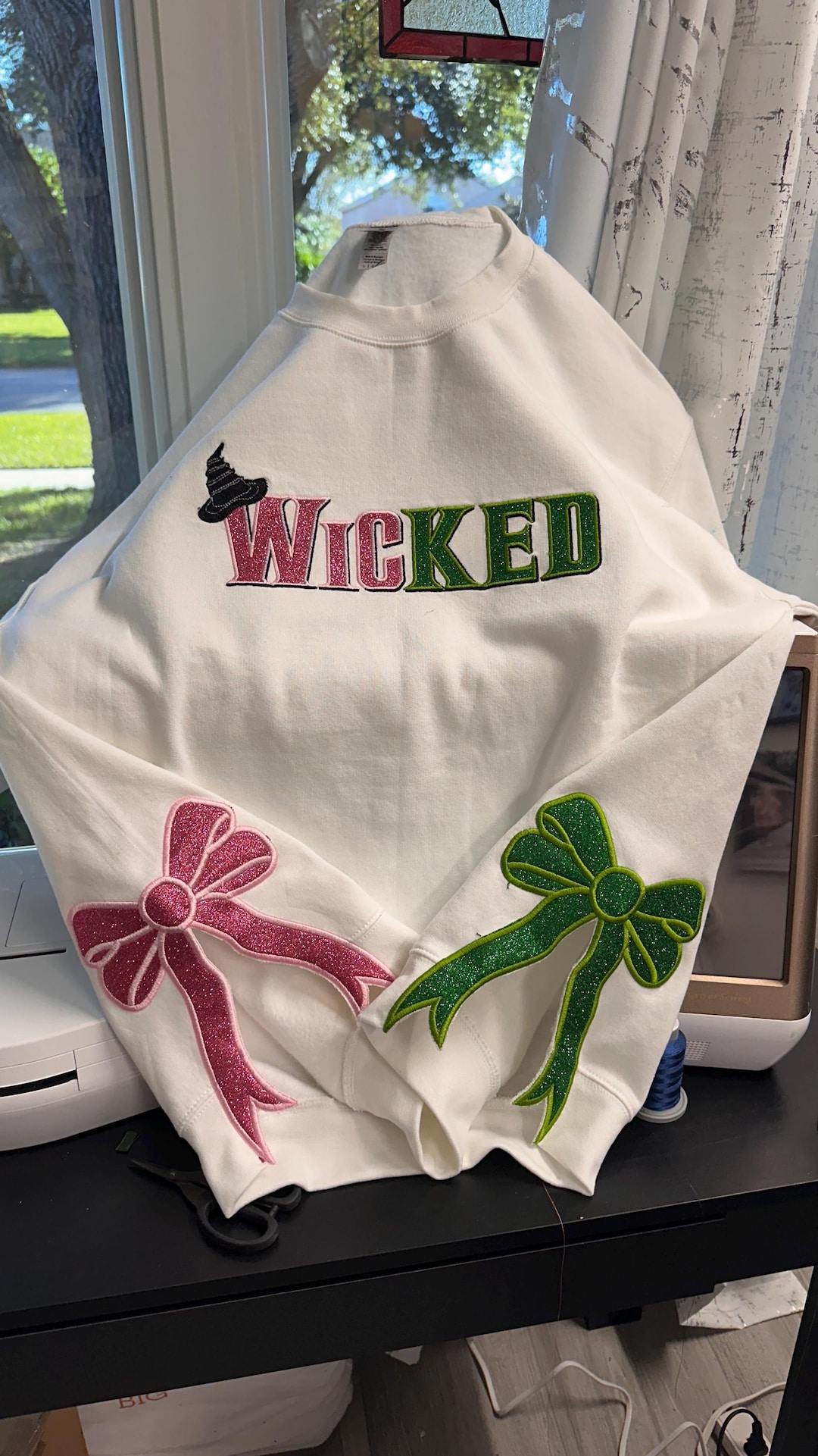 Wicked Sweatshirt - White, Gray or Black With Pink Glitter and Green ...
