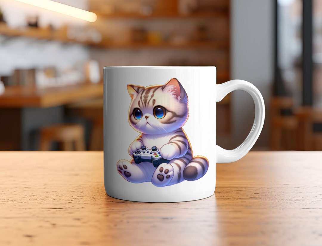 Cat Playing Video Games Mug Best Gift for Mother's and Father's Day ...