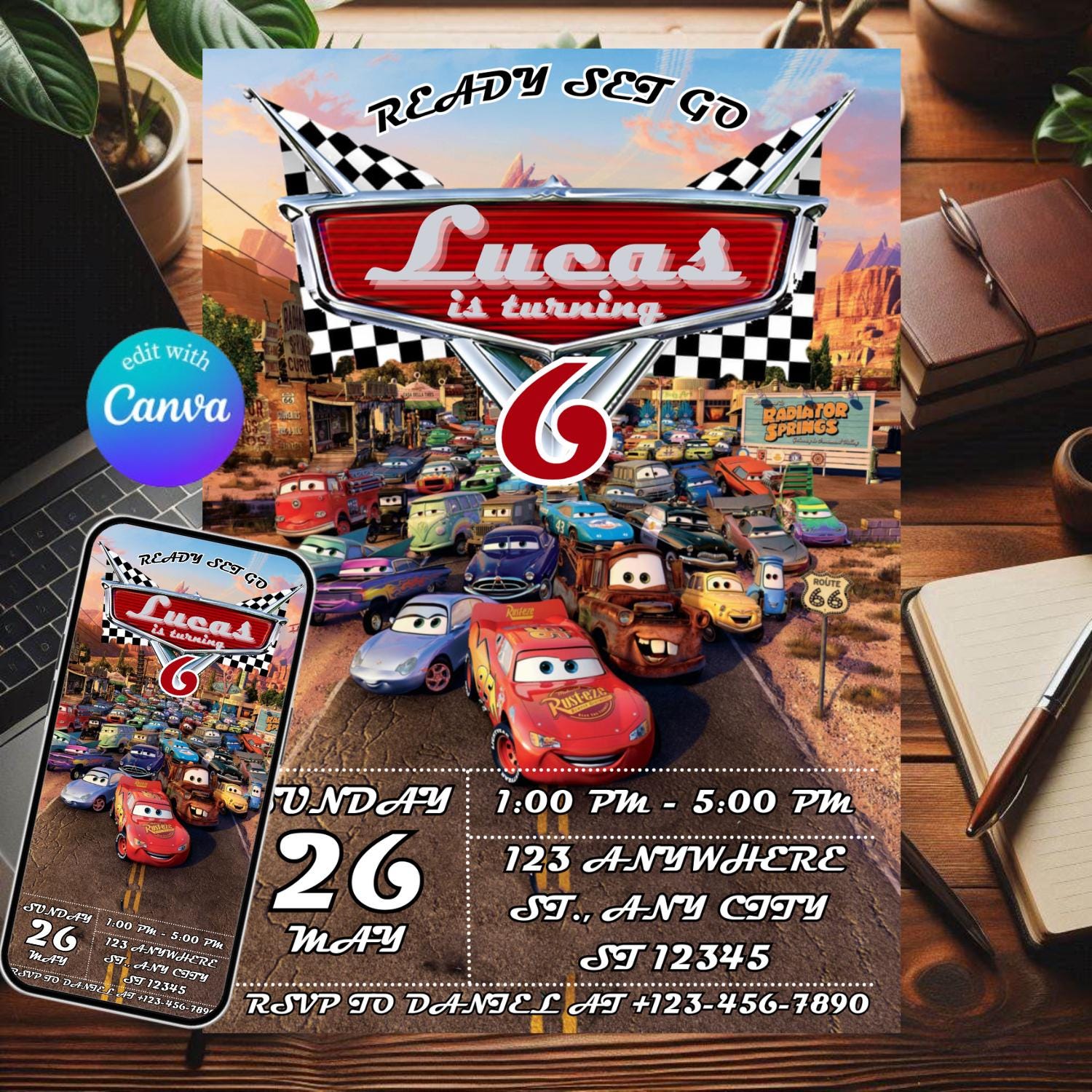 Cars Birthday Invitation Mcqueen Editable & Printable Kids Birthday ...