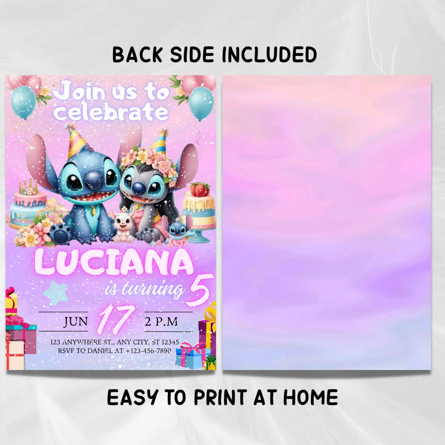 Stitch Birthday Invitation Template Editable Stitch Birthday Party ...