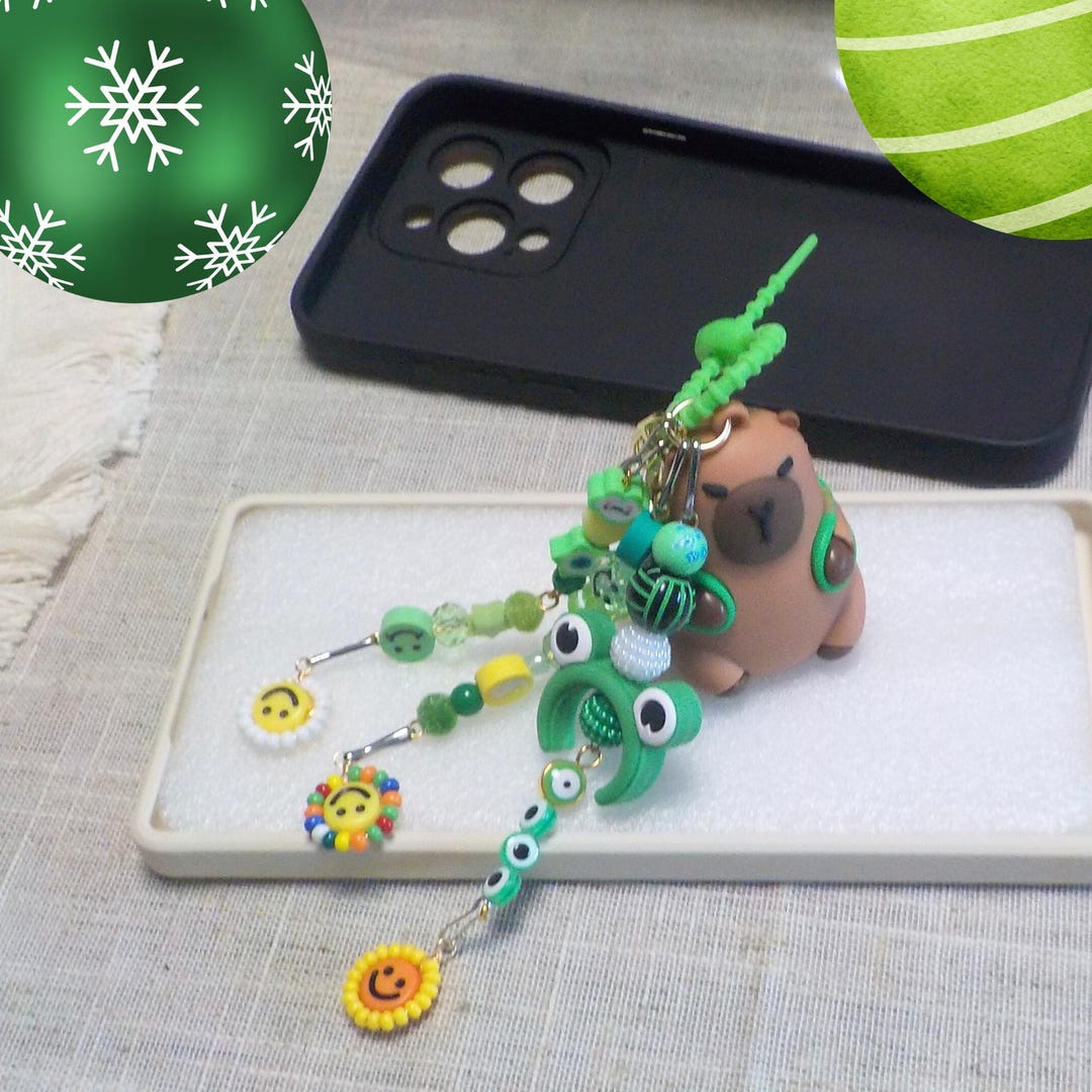Capybara Keychain Frog Charm Happy Face Acrylic Beads Cute Original ...