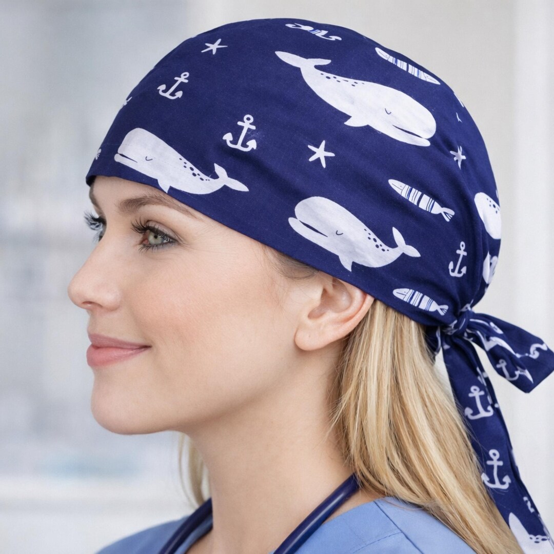 Surgical Cap With Whale and Fish Pattern – Covering Operating Room Cap ...
