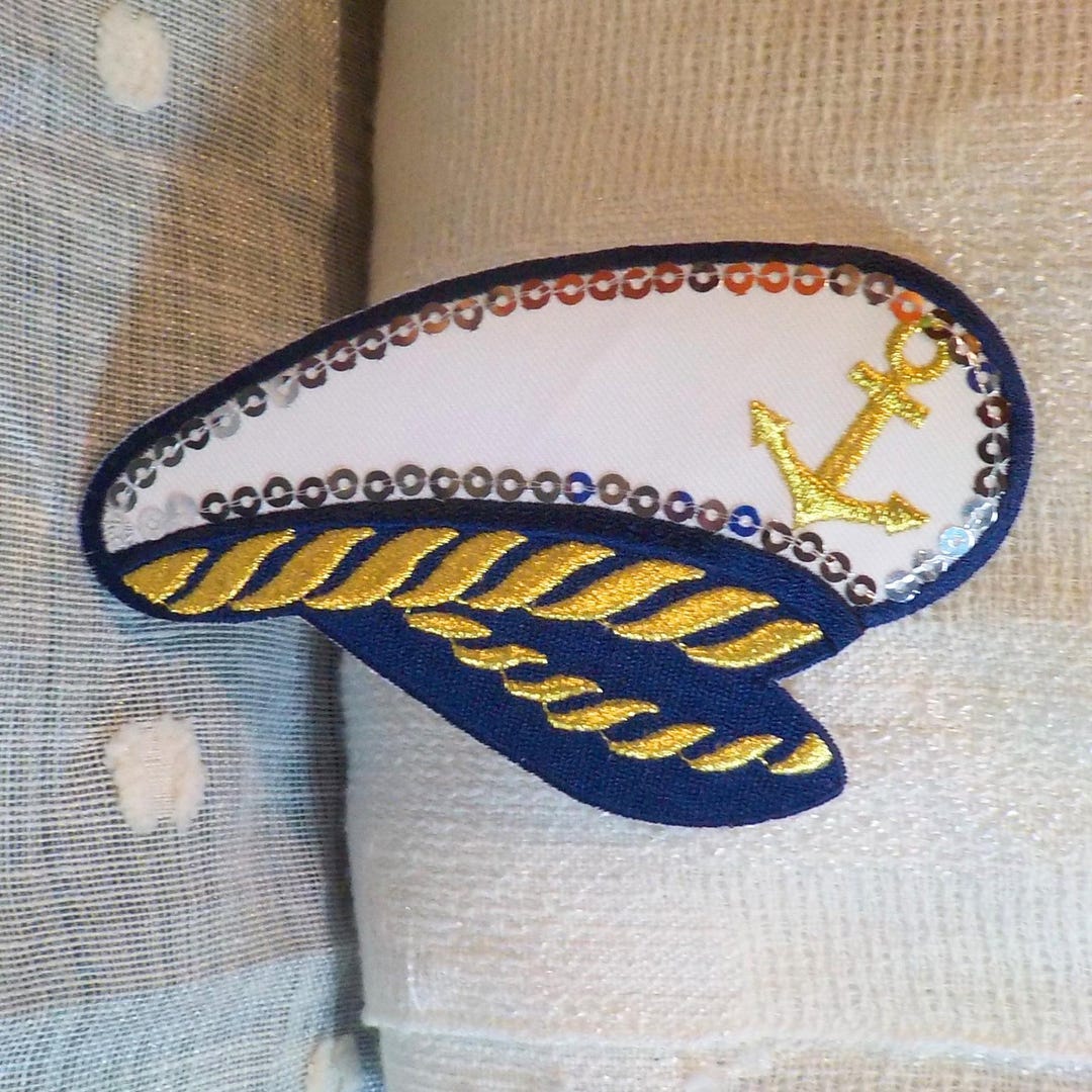 Iron-on Patch Handmade Captain's Cap Navy Sea Sailor Boat Customization ...
