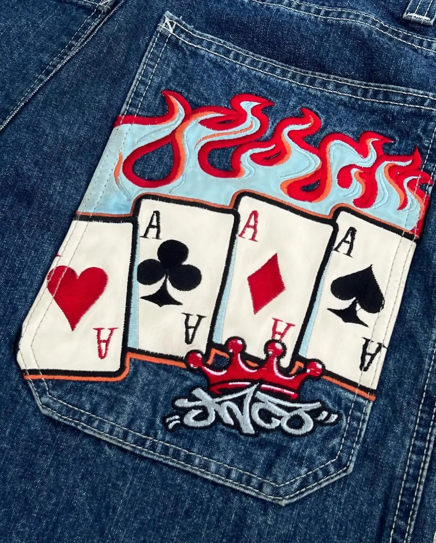 Vintage JNCO Replica Baggy Jeans Cards Embroidery - Etsy